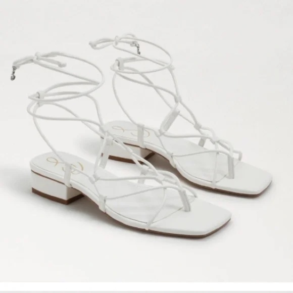 Sam Edelman | Shoes | Sam Edelman White Daffy Nappa Lace Up Sandals ...